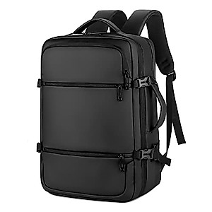 DAILY&DIARY Travel backpack, Carry On Backpack for Men Women 40L Traveling Backpack Flight Airline Approved 15.6 Inch Waterproof Laptop Backpack with USB Charging Port, Black