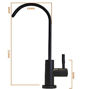 BlueBay Kitchen Drinking Water Faucet,100% Lead-Free for Non-air Gap Water Filtration System. High Grade Stainless Steel 304,Fits Most Reverse Osmosis Faucet (RO) (Matt Black)