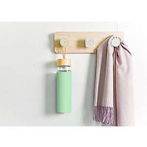 Yomious 20oz Borosilicate Glass Water Bottle with Bamboo Lid and Silicone Sleeve – Reusable BPA Free – Glass Drinking Bottle with Lids - Bundle of 2