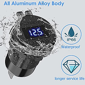 [Upgraded Version] 12V USB Outlet Qidoe 78W 3 Port USB C 12V Outlet Dual PD 30W & 18W USB A Port with Voltmeter Lengthened Aluminum Body Switch Waterproof USB Car Charger Socket for Car Boat Marine RV