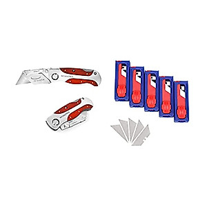 WORKPRO Quick-Change Utility Knife and Utility Knife Blades with 50-pack Heavy Duty Box Cutter Blades