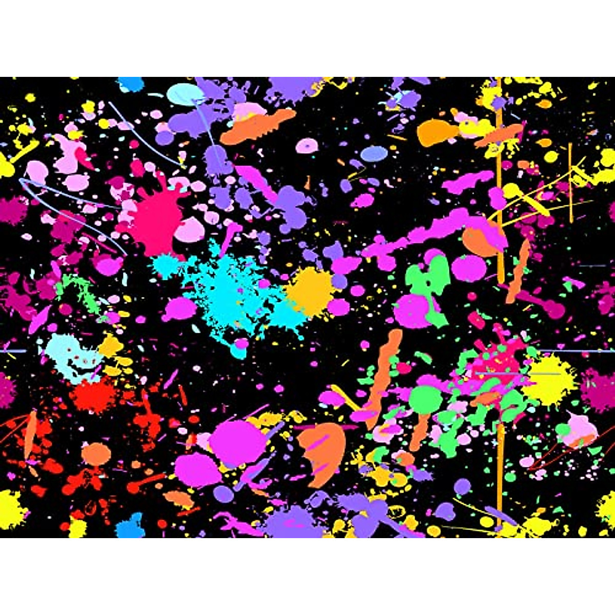 OUYIDA 8X6FT Neon Glow Birthday Party Photography Backdrop Colorful Graffiti Splatter in The Dark Happy Birthday Background Retro Let's Dance Sleppover Party Decor Photo Booth Props CEM123C