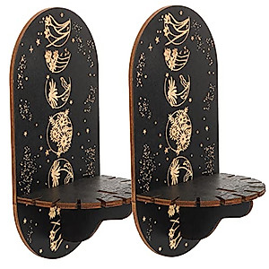 Amosfun 8 pcs Bed Wall Stones Organizer Phrase Crystals Style Divination Rack Stone Essential Shelf Rustic Supplies Mount Wooden Decoration Wood Decorative Shelves Floating Wiccan