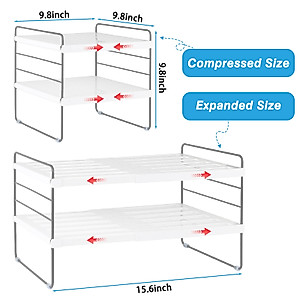 Pantry Organizers and Storage,3 Tiers Expandable Foil and Plastic Wrap Organizer, Adjustable Kitchen Cabinet Shelf Organizer, Shelves Storage Rack for Cabinet Countertop (9.8" To 15.6"L)