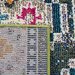 SAFAVIEH Madison Collection 6' x 9' Dark GreenBeige MAD481Y Boho Non-Shedding Living Room Dining Bedroom Area Rug