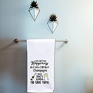 POFULL You Can’t Buy Happiness Kitchen Towel for The Champagne Lover Housewarming Party Decor (You Can’t Buy Towel)