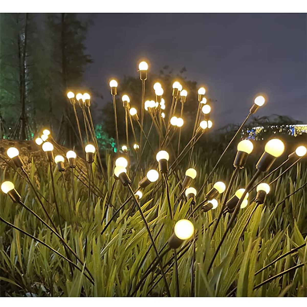 VeiledMoon Swaying Firefly Solar Lights for Garden，Waterproof Pathway Lights Decoration，Pack of 2,Bobbing About in The Breeze(6 Bulbs)