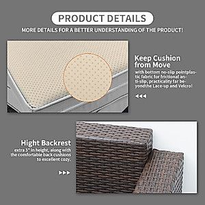 Rattaner Patio Furniture 3 Seater Sofa Outdoor Furniture Outdoor Couch Deep Seat Hight Backrest with Waterproof Cover, Grey Anti-Slip Cushions