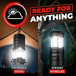 GearLight Camping Lantern - 2 Portable, LED Battery Powered Lamp Lights, Magnetic Base and Foldable Hook for Emergency Use or Camp Sites. Gift for him, for Kids Stocking Stuffer. Christmas Gift.﻿