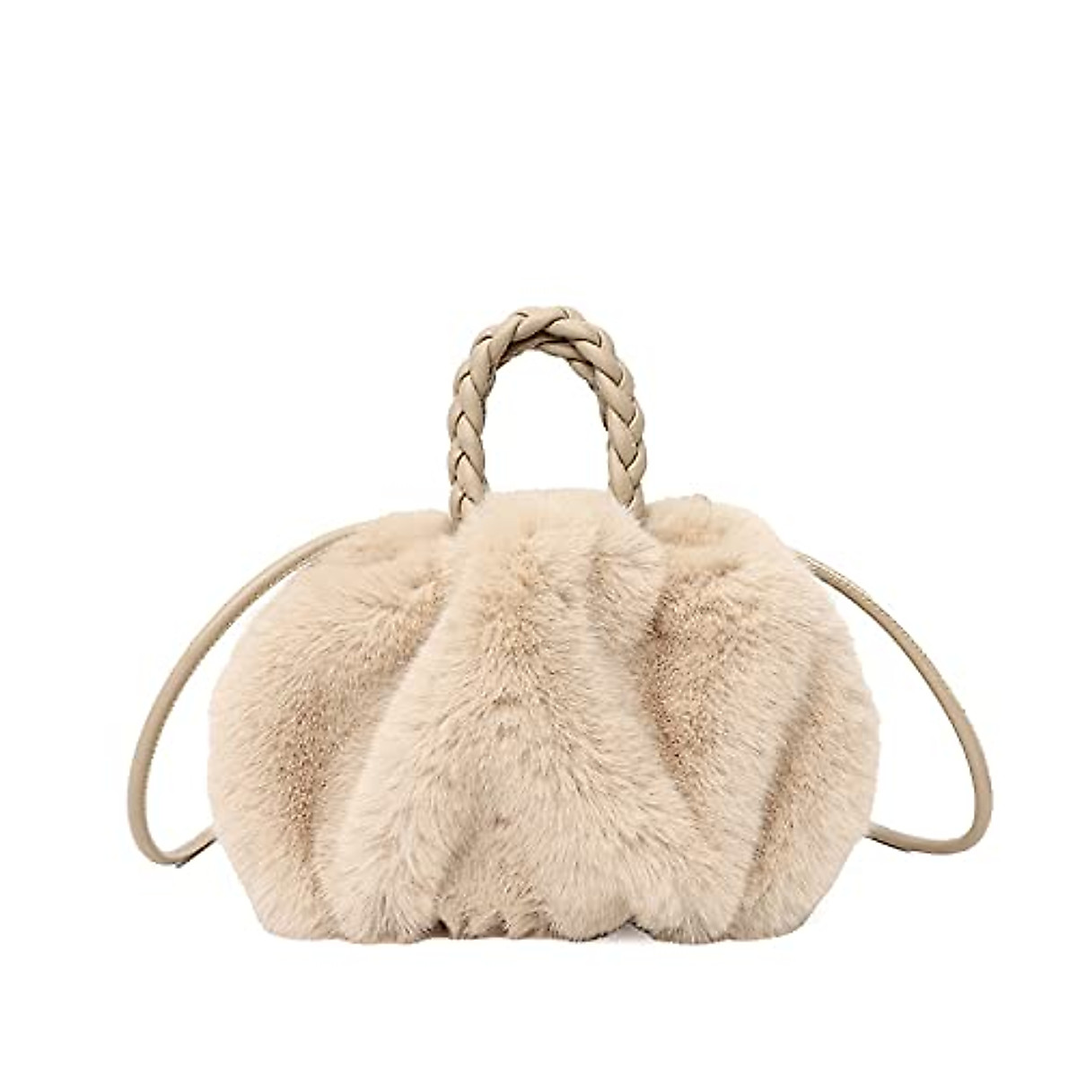 Plush Shoulder Bag Y2K Fluffy Furry Warm Aesthetic Tote Bag Warm Crossbody Bag Japanese Accessories for Autumn Winter (Apricot)