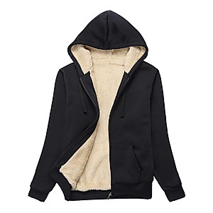 SWISSWELL Hoodies for Women Winter Fleece Sweatshirt - Full Zip Up Thick Sherpa Lined Black XX-Large