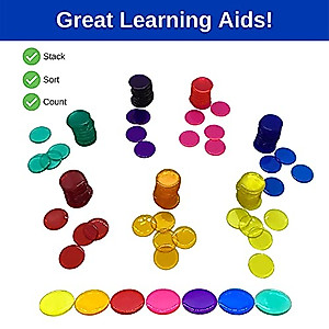 MR CHIPS Plastic Bingo Chips for Games 300 Count Bag - Solid and Transparent Colors Counting Red 3/4 Inch