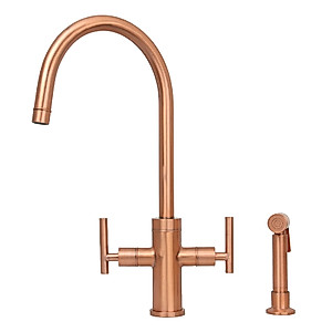 Two-Handle Widespread Kitchen Faucet with Side Sprayer (Copper)