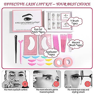 Lash Lift Kit & Eyelash Perm Kit for Solon at Home, Professional Eyelash Curling Lash Extension Set, Including Eyelash Glue, 5 Size Lift Pads, Eye Gel Patchs, Lash Brush and Accessories