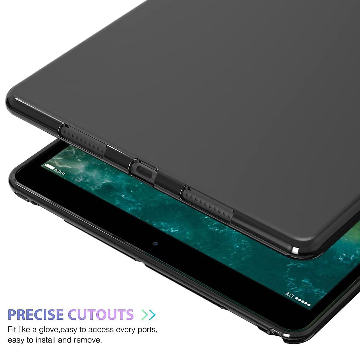Puxicu Case for iPad 10.5 inch, Slim Design Matte TPU Rubber Soft Skin Silicone Protective Cover for iPad Air 3rd Gen 2019 & iPad Pro 2017 10.5" Tablet - Black