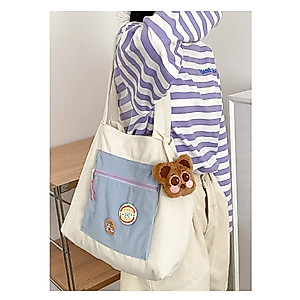 TrueLux Large Corduroy Tote Bag for Women Girls,Cute aesthetic Shoulder Crossbody Handbags Purse for Office Travel School