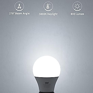 CYLYT A19 LED Light Bulb 60W Equivalent, Daylight White 5000K, 9W Energy Saving Bulbs, Focos LED para Casa, E26 Standard Base, for Kitchen Bedroom Indoor Outdoor, 800 Lumen, Non-diammable, 4-Pack
