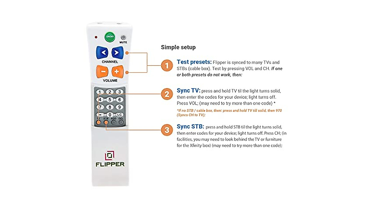 Flipper Big Button Universal TV Remote for Seniors