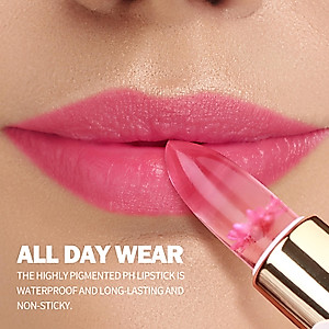 KIMUSE Flower Balm PH Color Changing Lipstick, Long-Lasting Lip Balm and Lip Stain, Moisturizing Natural Lip Balm