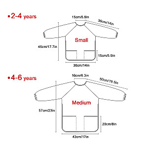 Nander Cute Dinosaur Kids Art Smocks,Waterproof Artist Painting Aprons for For Dining, Playing, Painting for Age 2-6Years