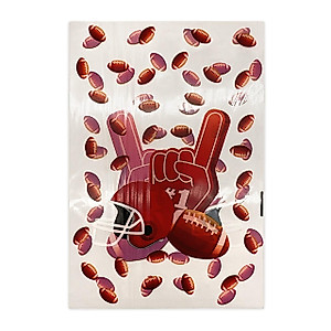 BASHOUT 100 Piece Football Party Favor Bags| Football Cellophane Candy Favor Bags| Treat Bags For Football Theme Party| Football Birthday Party Goody Bags| Football Cellophane Bags With Twist Ties