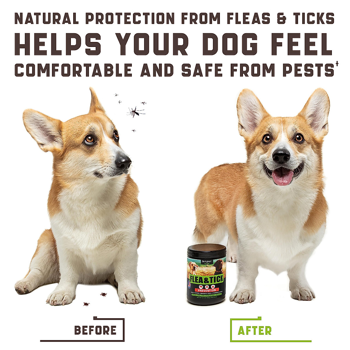 Flea and Tick Prevention Chewable for Dogs - No Collars, No Mess - Easy Help with Flea and Tick for Dogs - American Quality - for All Breeds and Ages - Duck-Flavored Treats - 180 Flea Chews for Dogs