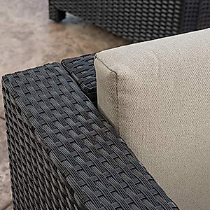 Christopher Knight Home Puerta Outdoor Club Chairs with Water Resistant Cushions, 4-Pcs Set, Dark Brown / Beige
