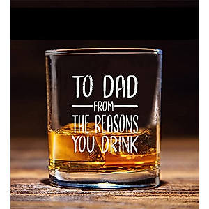 NeeNoNex To Dad From The Reason Old Fashion Rocks Glass - Funny Dad Gift from Daughter Son Kids Birthday Fathers Day Gift