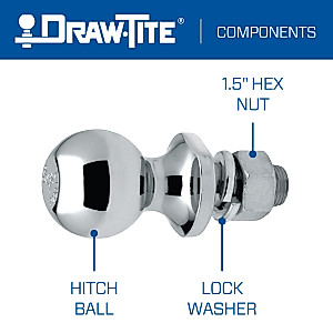 Tow Ready Reese 63816 Class I Hitch Ball, Chrome - 1-7/8" Ball x 1" x 2-1/8", 2,000 lbs.