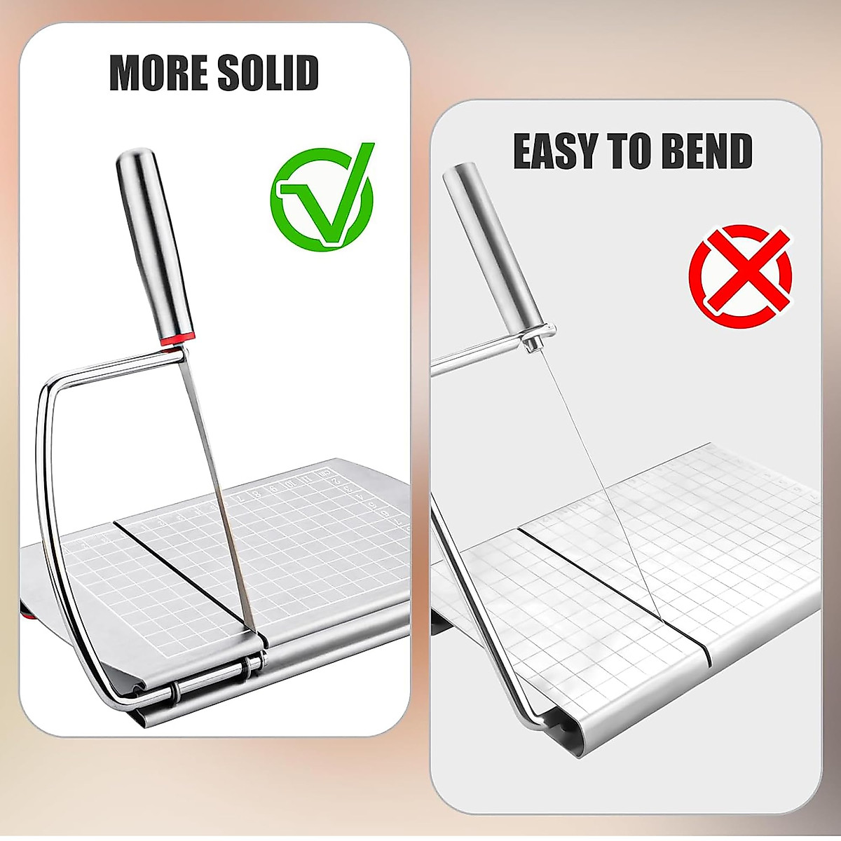 Cheese Slicer Cutter, Stainless Steel Cheese Cutter Board with Blade for Block Cheese, Vegetable, Guillotine Sausage Ham Biltong Jerky Multipurpose Slicer (Cheese Board Slicer)