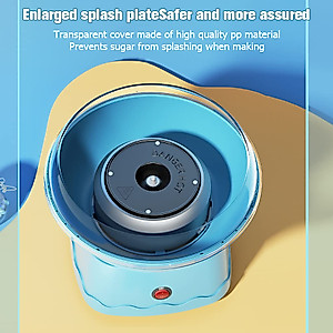 Cotton Candy Machine for Kids, 500W Efficient Electric Heating, Electric Cotton Candy Maker with Large Food Grade Splash-Proof Plate for Home Kids Birthday Family Party（blue）