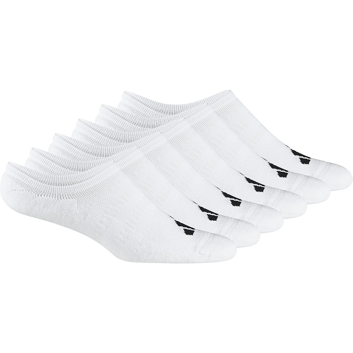 adidas 6 Primeknit No Show Socks, White, 7-8.5