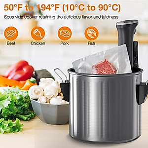 Upesitom Sous Vide Machine Upgraded 1100W Sous Vide Cooker Fast Heating, Ultra Quiet Immersion Circulator Precision Cooking Machine, IPX7 Waterproof, Accurate Temp, Digital Timer, Touch Control