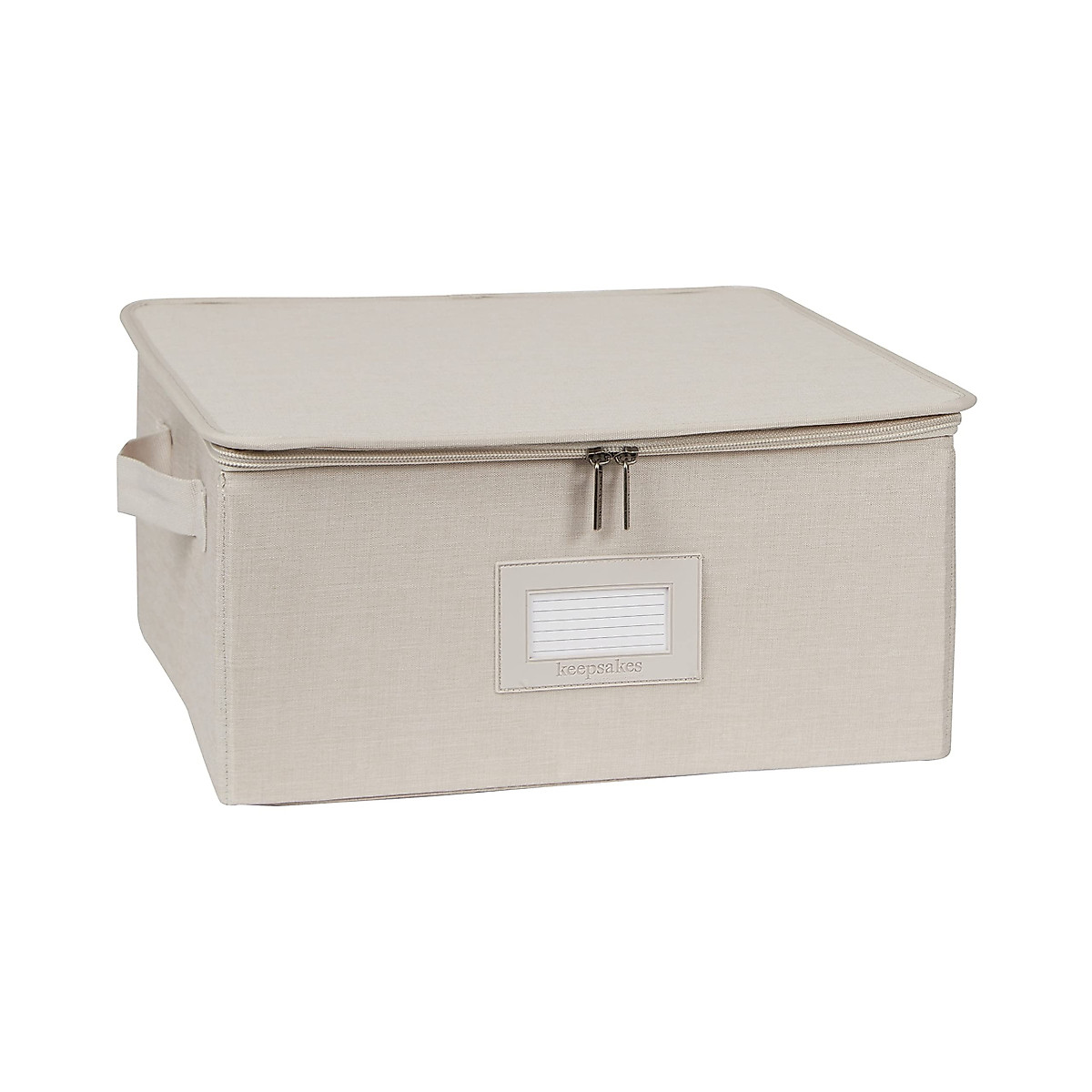 Covermates Keepsakes - Zip-Top Storage Box - Heavy Duty Polyester- Reinforced Handles - Stackable Design - Indoor Storage-Beige Heather