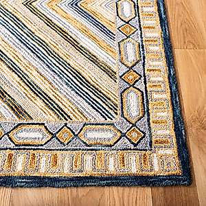 SAFAVIEH Aspen Collection 8' x 10' Navy / Gold APN809N Handmade Boho Wool Area Rug