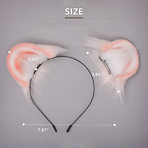 Fxaelian Cosplay Fox Wolf Bear Hamster Monkey Cat Dog Ears Headband Hairband Hair Clips Halloween Costume Party Headpiece Headwear Hair Accessories Brown