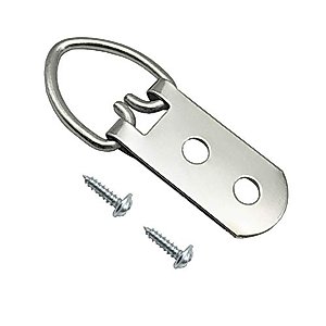 EesTeck 20 Pack D-Ring Steel Picture Hangers Heavy Duty with Screws Picture Frames Double Holes Clasp Picture Hang Solutions, for Hanging Clock Paintings Artwork Picture Frame Hook Photos Mirrors