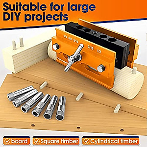 TRAVEANT Self Centering Dowel Jig Kit,Jig Drill Guide Bushings Set,Wood Working Tools Drill and Accessories,Dowel Jigs Woodworking Tools (Aluminum alloy)