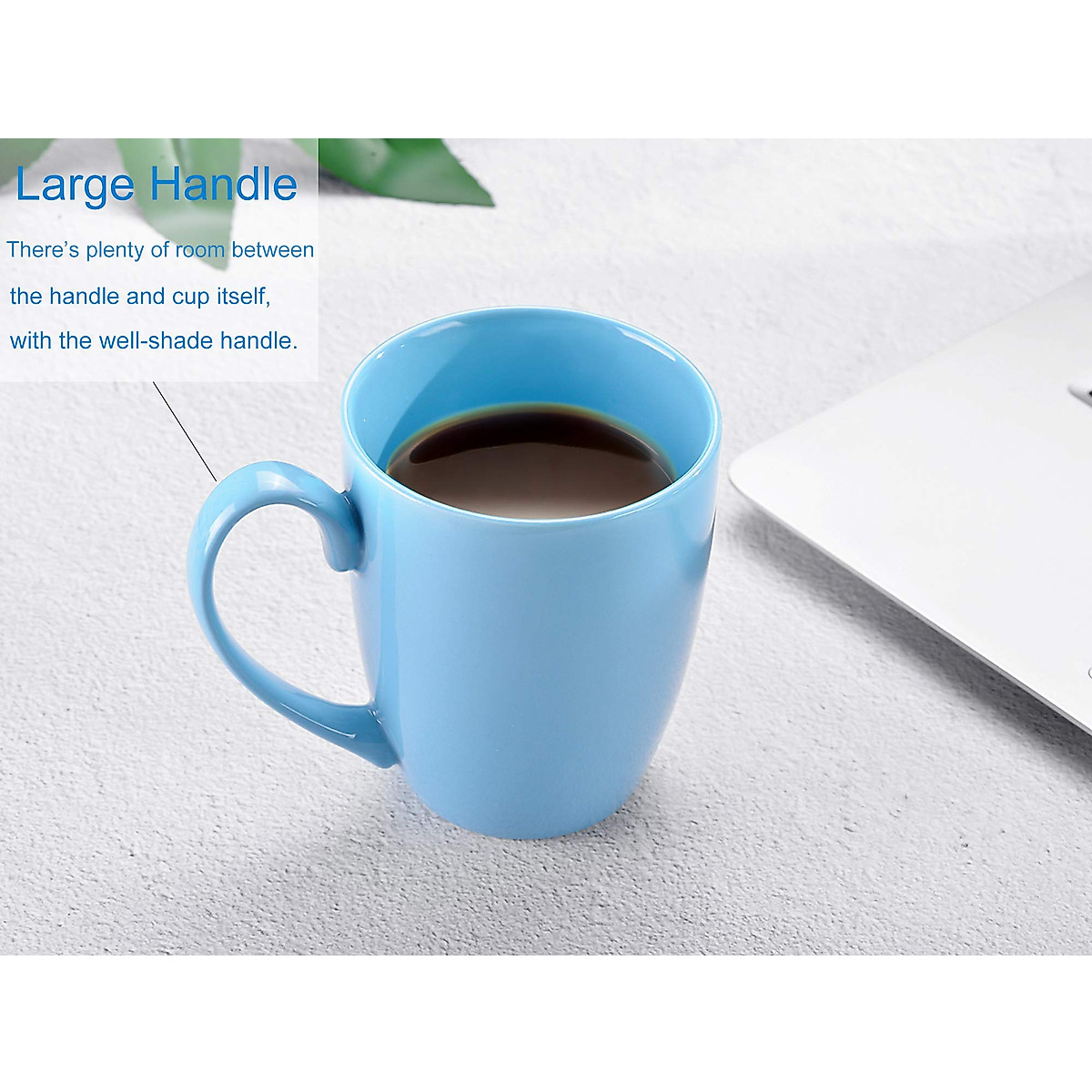 MIWARE 13 Ounce Porcelain Mugs, Set of 6, Tea and Coffee Mug Set, Multicolor (Multicolor, 13OZ)