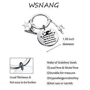 WSNANG Gymnastics Team Gifts Jump Off The Beam Flip Off The Bars Follow Your Dreams Reach For The Stars Keychain (Reach for the Stars KC)