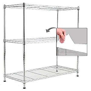 Catalina Creations EFINE 3-Shelf Chrome Shelving Unit with 3-Shelf Liners, Adjustable Rack, Steel Wire Shelves Storage for Kitchen and Garage (36W x 16D x 36H)