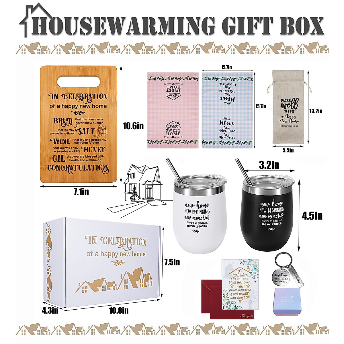 MY-ALVVAYS Housewarming Gifts for New Home House Warming Gift Set Basket for First/New Home Owner, Couple, Wedding Gift for Newlywed Couple, New Home Gift for Home