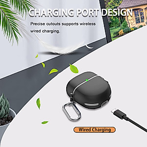 Miimall Compatible for Bose QuietComfort Earbuds II Case, [Upgrade Secure Lock][Anti-Lost Keychain][Front LED Visible] Protective Case Cover for QuietComfort Earbuds II Case with Lanyard (Black)