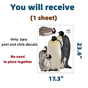 RoyoLam Penguin Family Wall Decal Nursery Animal Wall Sticker Removable Peel and Stick Waterproof Wall Art Decor Stickers for Kids Baby Classroom Living Room Playing Room Bedroom