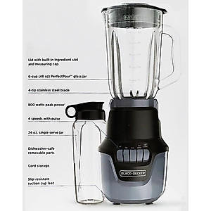 BLACK & DECKER BL1610BGP Performance HELIX Blender w/Personal Jar