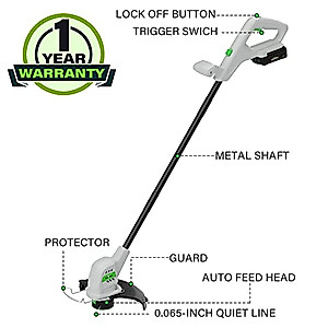 SOYUS Cordless String Trimmer 10 Inch Weed Wacker Cordless 20v Electric Weed Wacker, 2 Pcs 2.0Ah Battery Weed Trimmer Edger, Lightweight Grass Trimmer with 8pcs Replace Spool Trimmer Lines