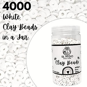 4000pc White Clay Beads 6mm for DIY Jewelry Making Bracelets Necklace Earring, White Bracelet Beads, Heishi Beads, Polymer Clay Beads