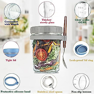 Morandi Overnight Oats Containers with Lids and Spoons 6 Pack, 16 OZ Glass Mason Jars for Overnight Oats Healthy Meal Prep, Oatmeal Container Storage for Cereal Milk Salad Chia Pudding