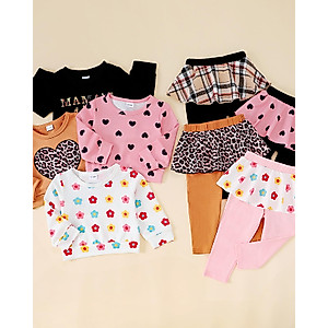 Mioglrie Baby Valentines Day Outfit Girl 2T-3T Girl Clothes Toddler Girl Clohing Pink Long Top Pant Set Fall Winter Outfits Little Girl Gift Baby Girl Stuff Toddler Clothes for 2-3 Years Old Girl