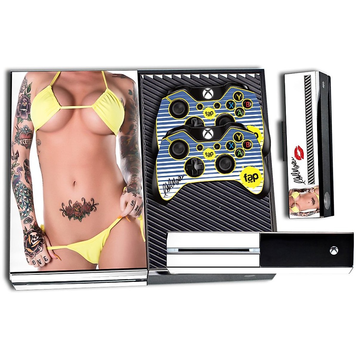 Xbox 360 Console Designer Skin for Microsoft Xbox 360 System Plus Two(2) Decals For: Xbox 360 Controller - Christy Mack Patriot
